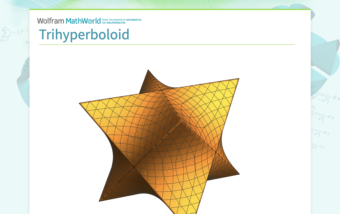 Trihyperboloid -- from Wolfram MathWorld
