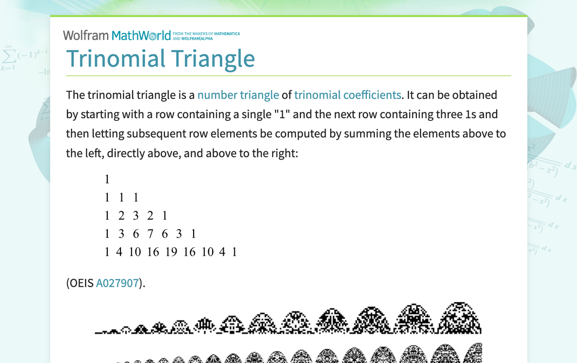 Trinomial Triangle -- from Wolfram MathWorld