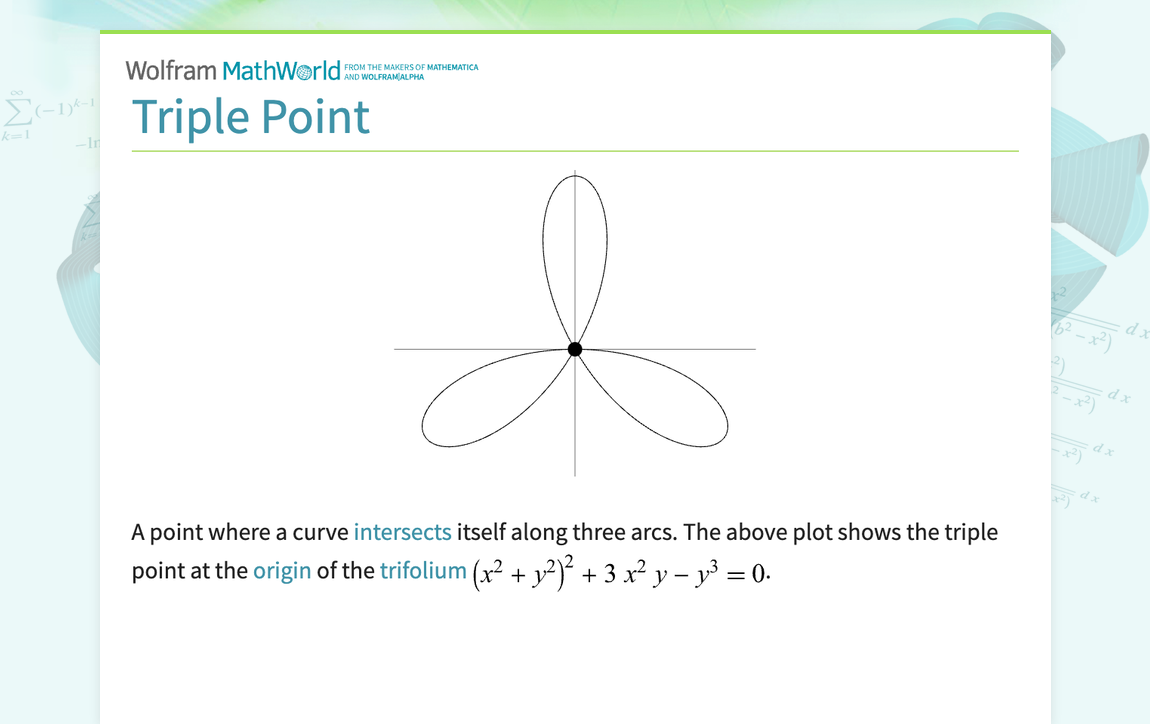 Triple Point -- from Wolfram MathWorld