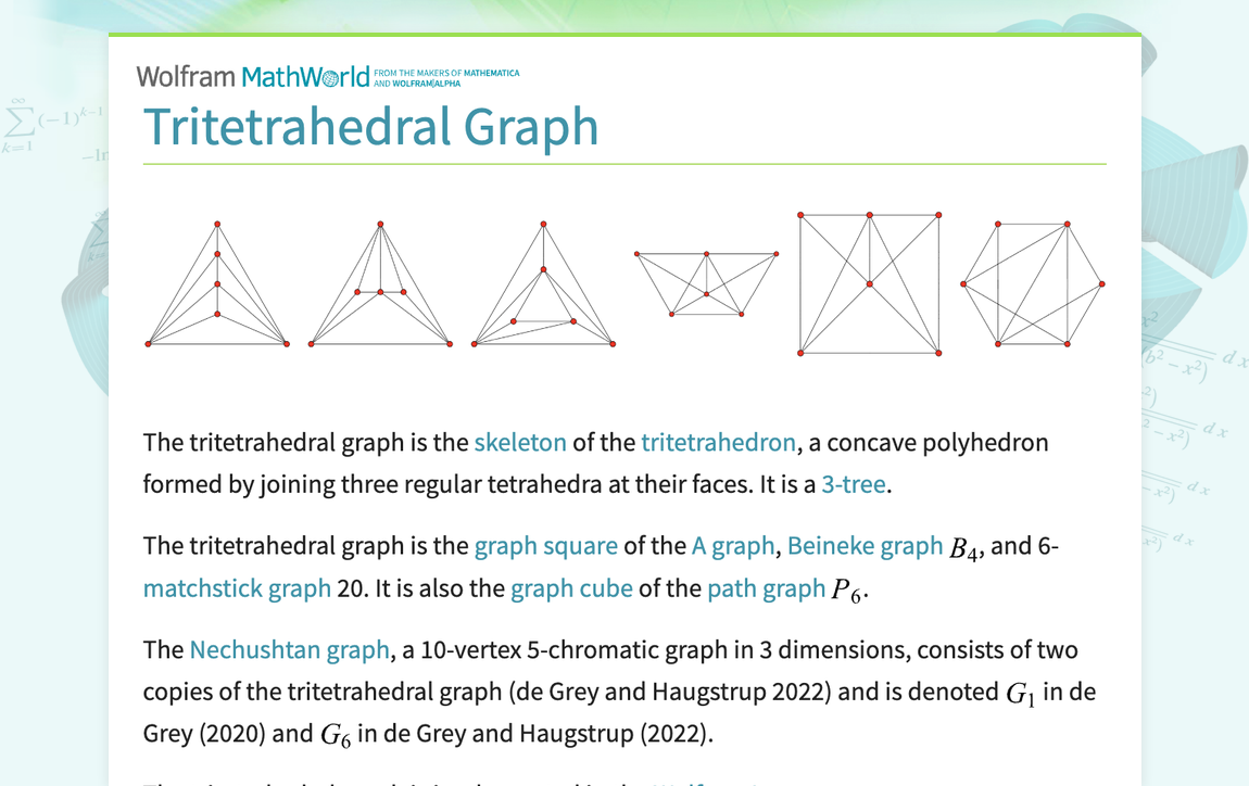 Tritetrahedral Graph -- from Wolfram MathWorld