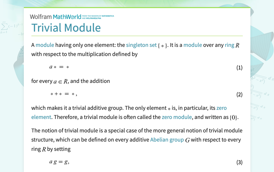 Trivial Module -- from Wolfram MathWorld