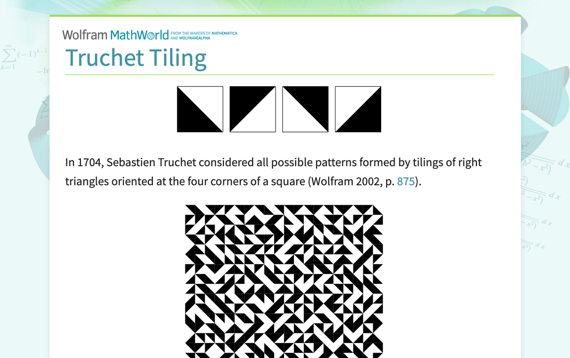 Truchet Tiling -- from Wolfram MathWorld