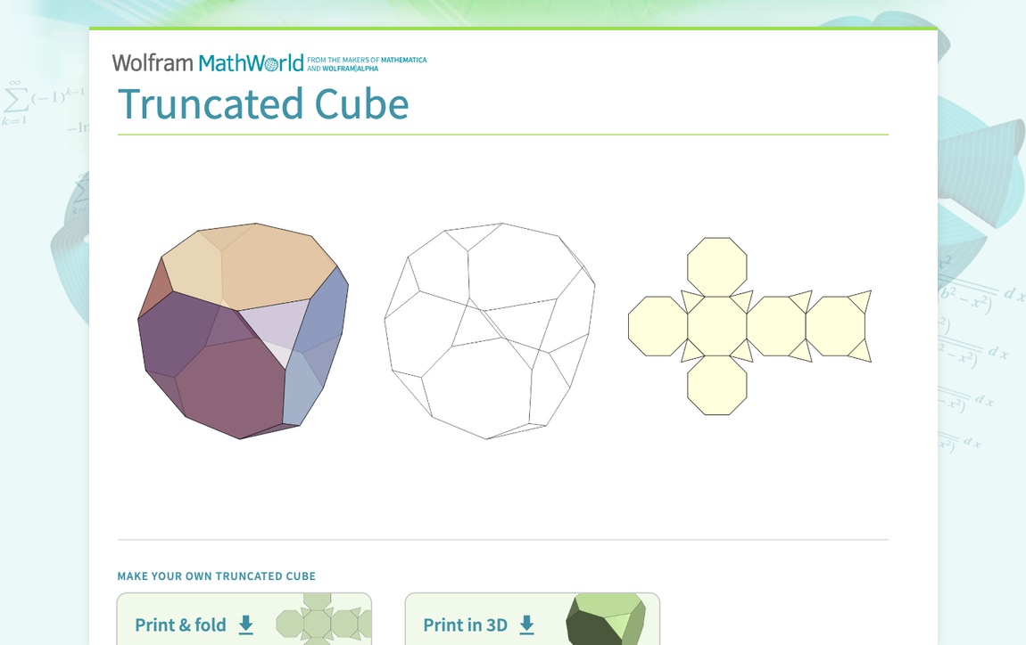 Truncated Cube -- from Wolfram MathWorld