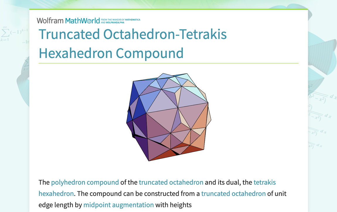 Truncated Octahedron-Tetrakis Hexahedron Compound -- from Wolfram MathWorld