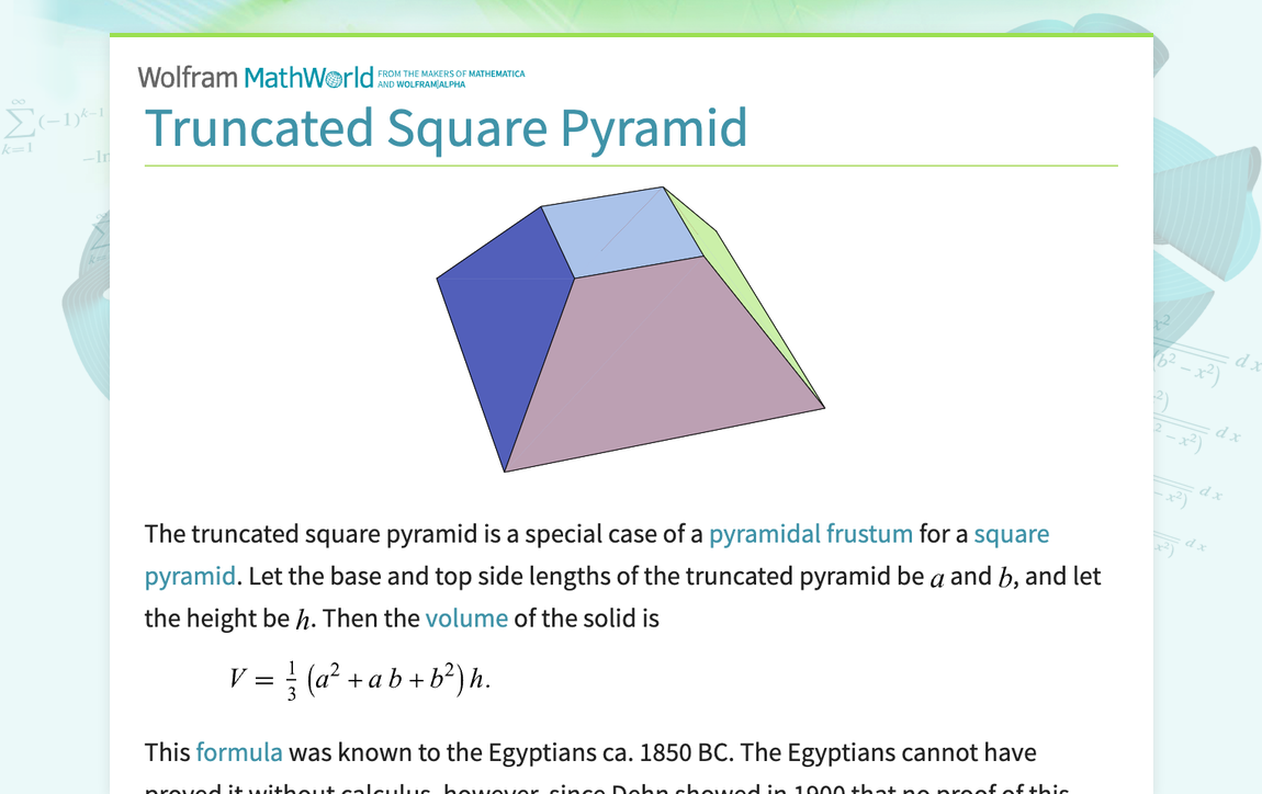 Volume Of A Square Pyramid