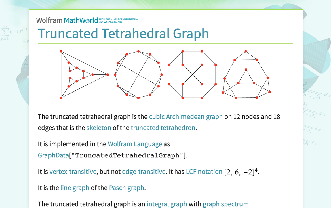 Truncated Tetrahedral Graph -- from Wolfram MathWorld