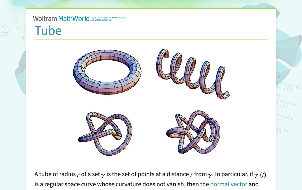 Tube -- from Wolfram MathWorld