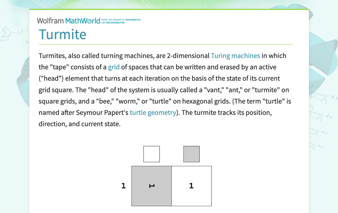 Turmite -- from Wolfram MathWorld