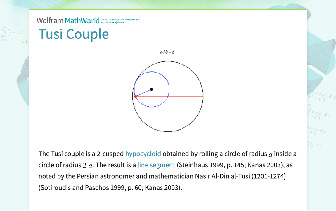 Tusi Couple -- from Wolfram MathWorld