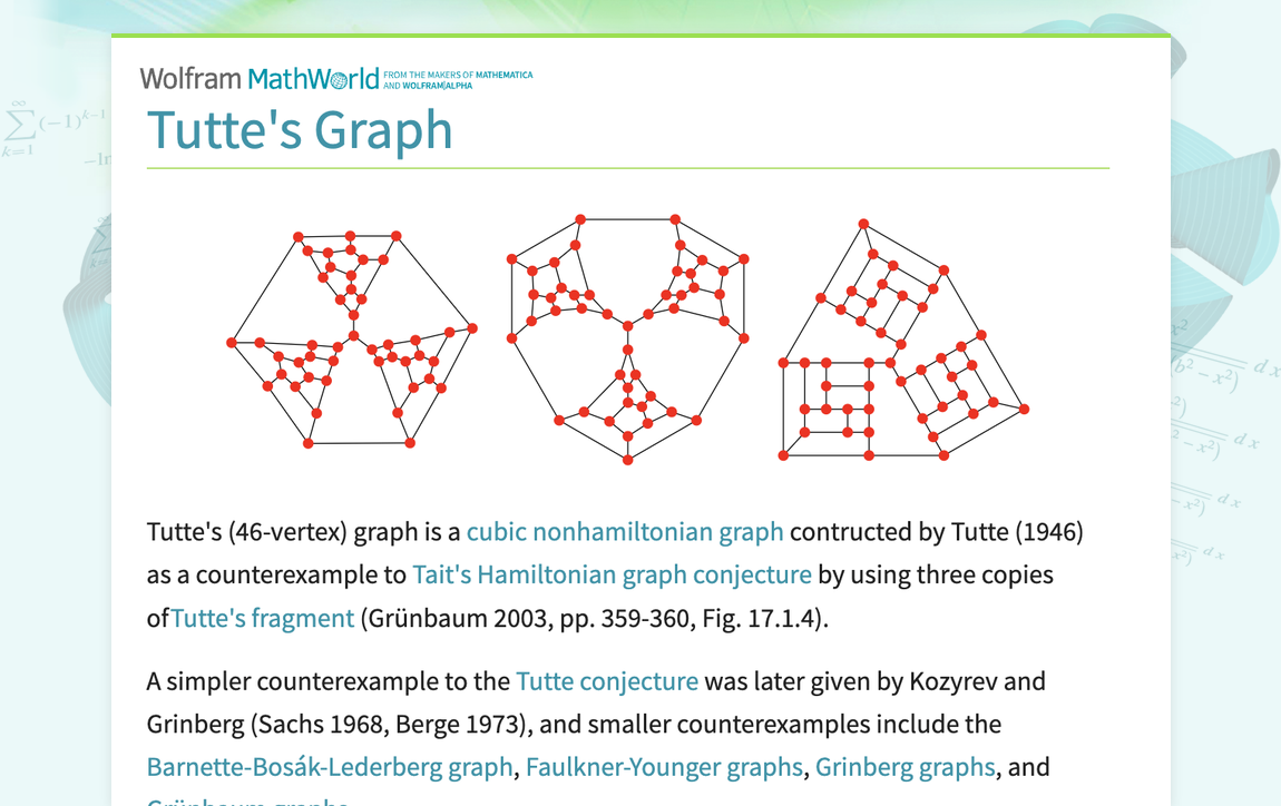 Tutte's Graph -- from Wolfram MathWorld
