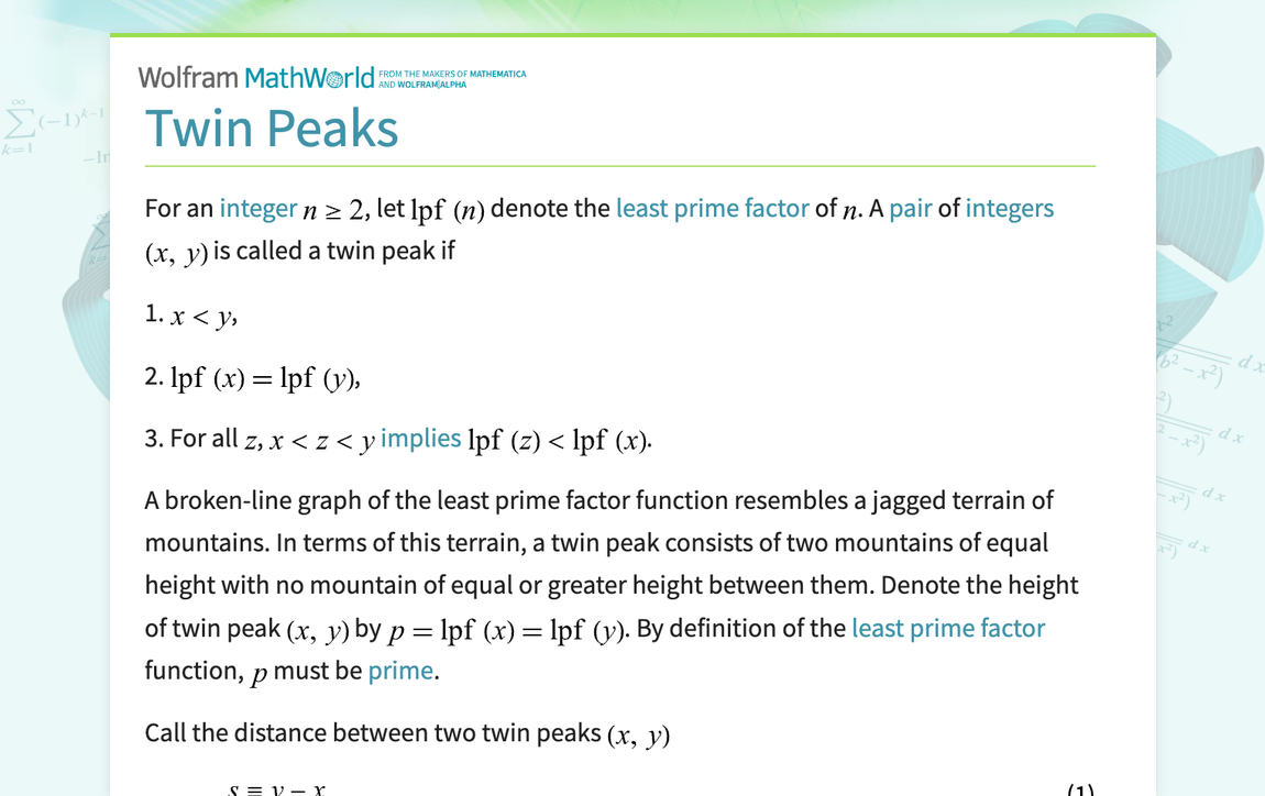 Twin Peaks -- from Wolfram MathWorld