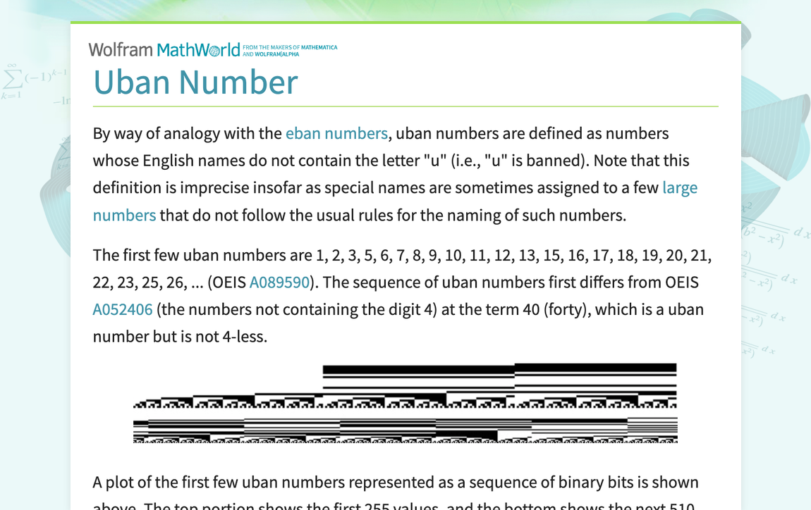 Uban Number -- from Wolfram MathWorld