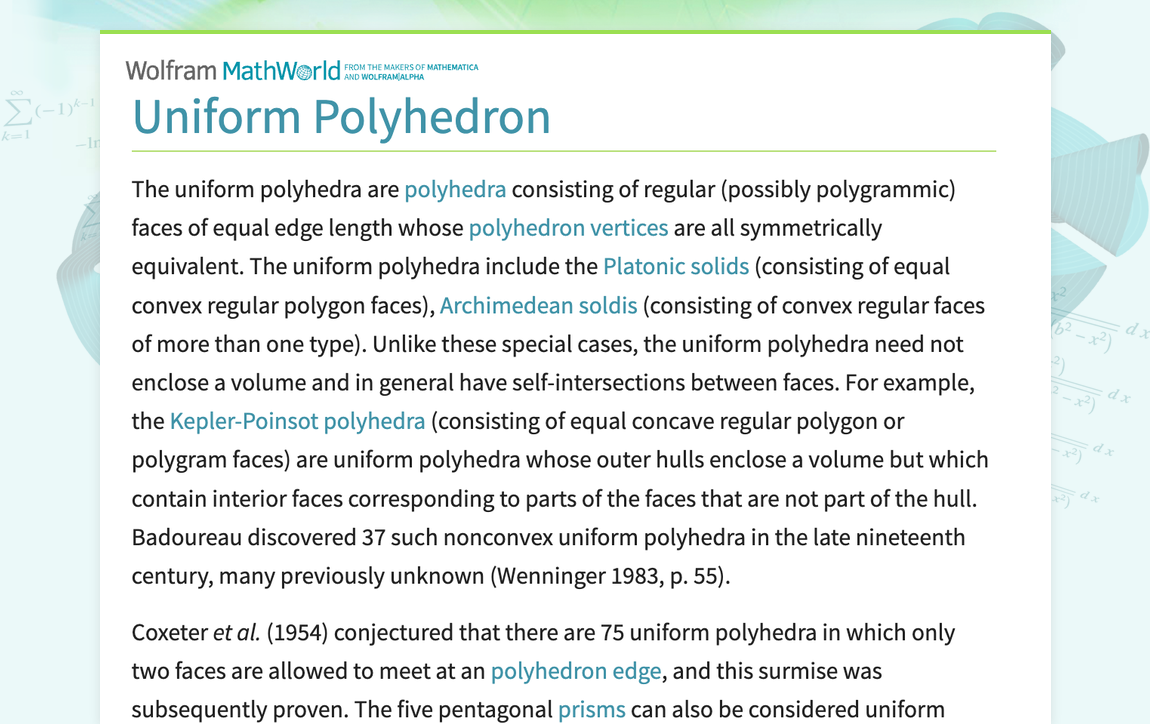 Uniform Polyhedron -- from Wolfram MathWorld