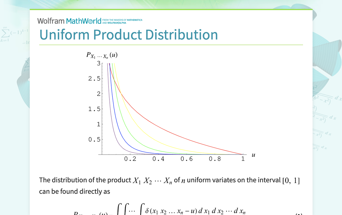 Uniform Product Distribution -- from Wolfram MathWorld
