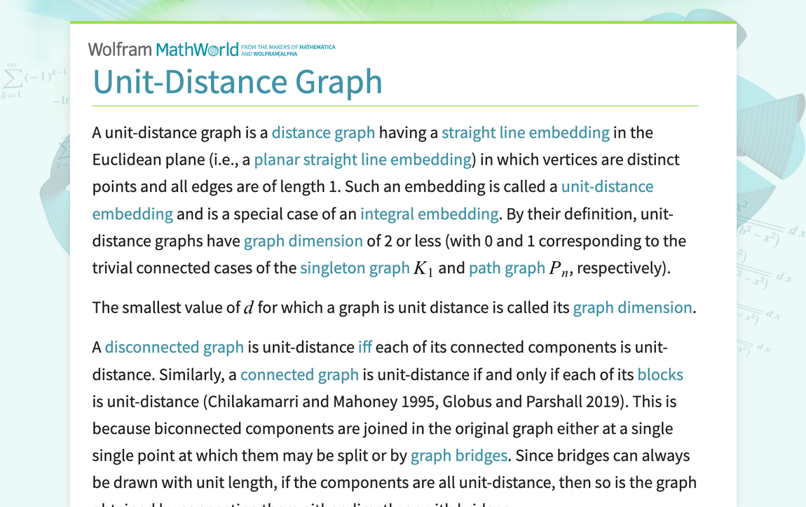 Unit-Distance Graph -- from Wolfram MathWorld