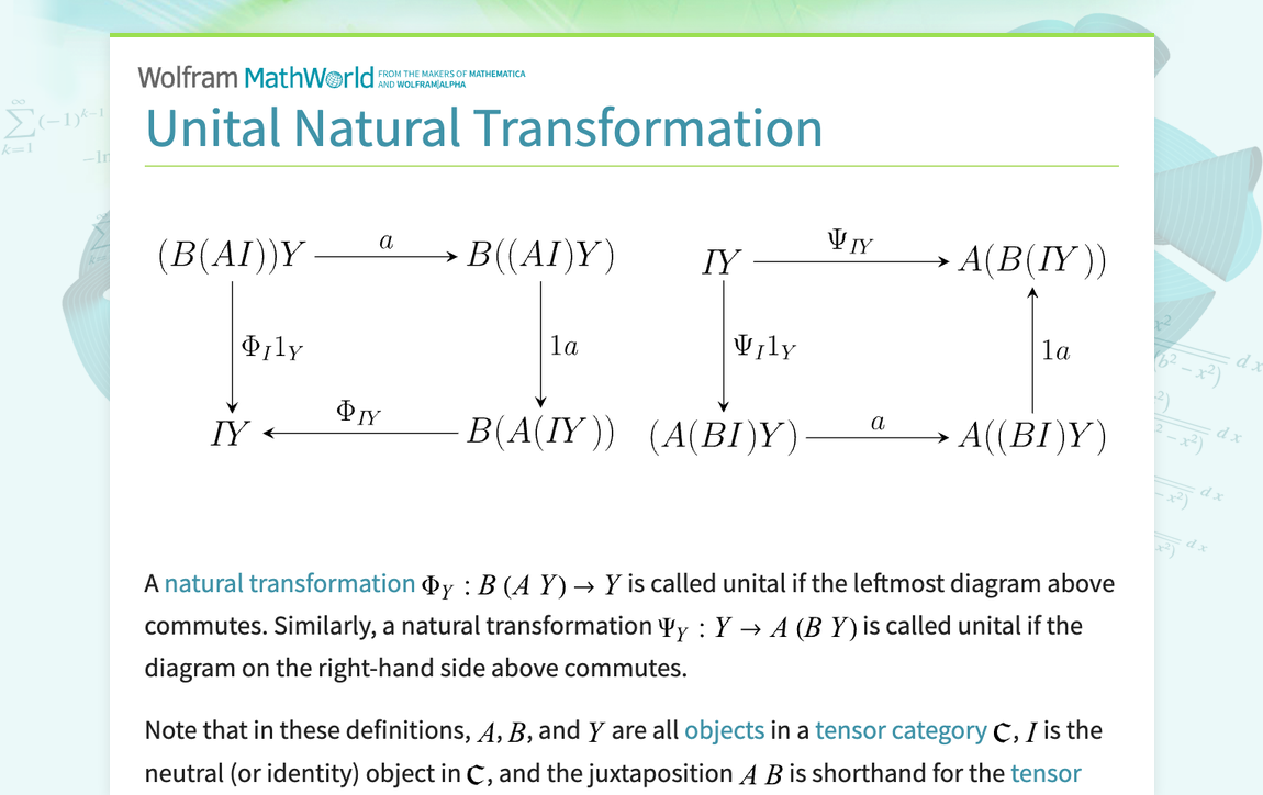 Unital Natural Transformation -- from Wolfram MathWorld