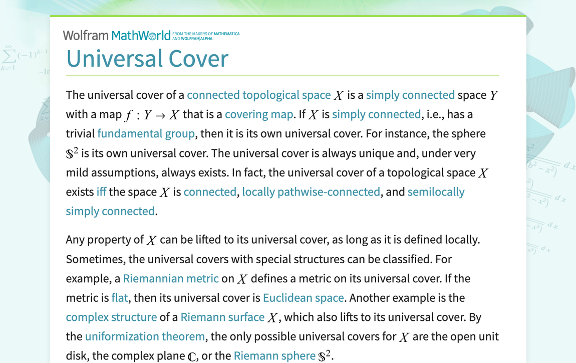 Universal Cover -- from Wolfram MathWorld