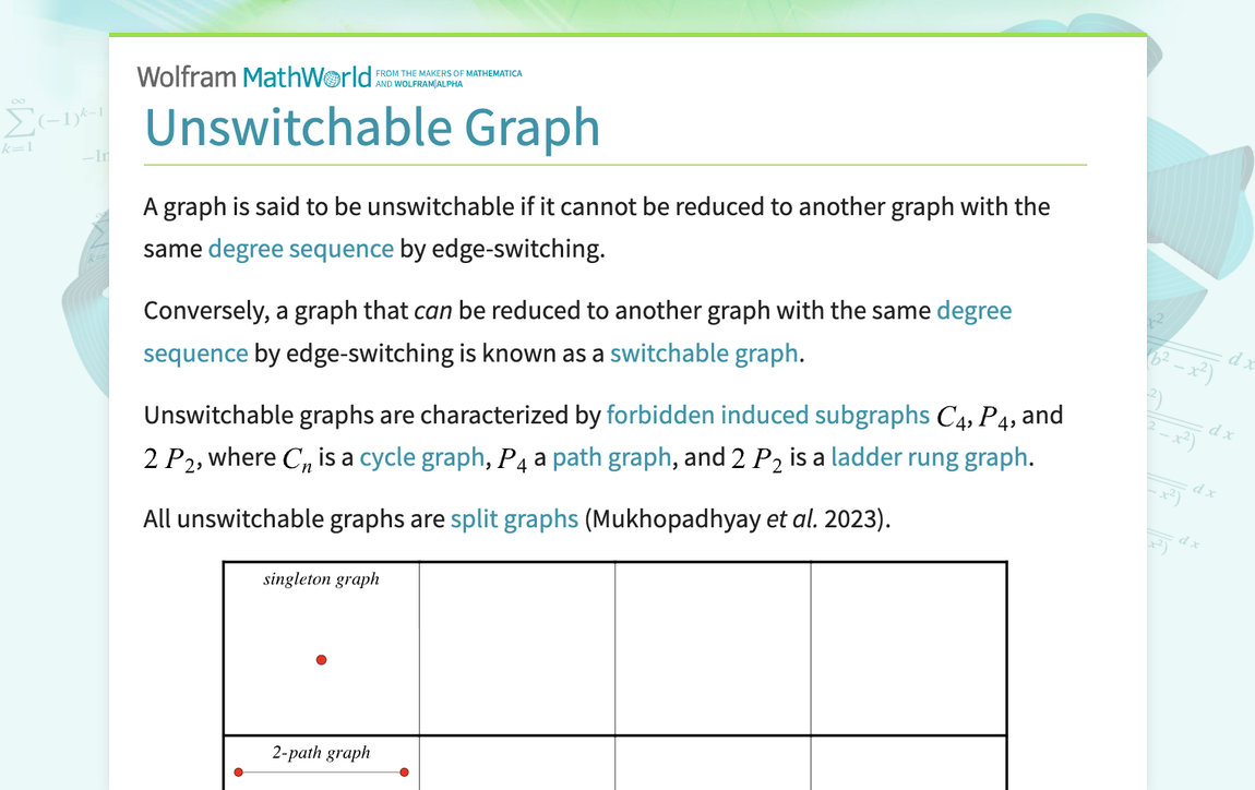 Unswitchable Graph -- from Wolfram MathWorld