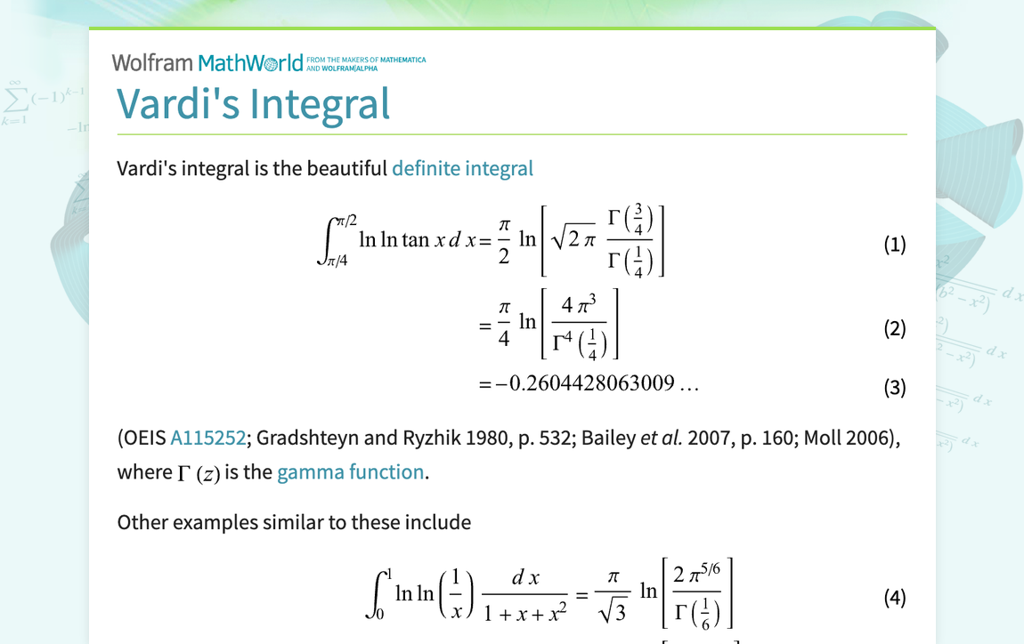 Vardi's Integral -- from Wolfram MathWorld
