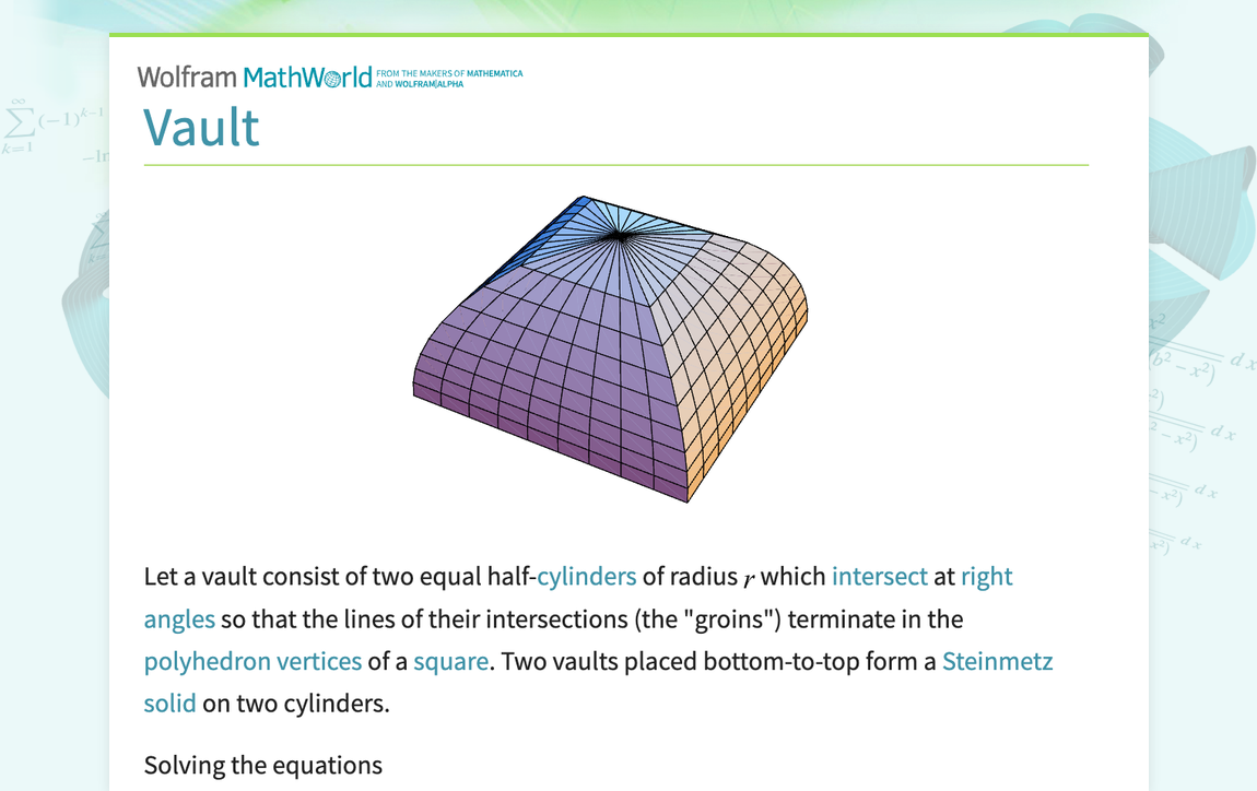 Vault -- from Wolfram MathWorld