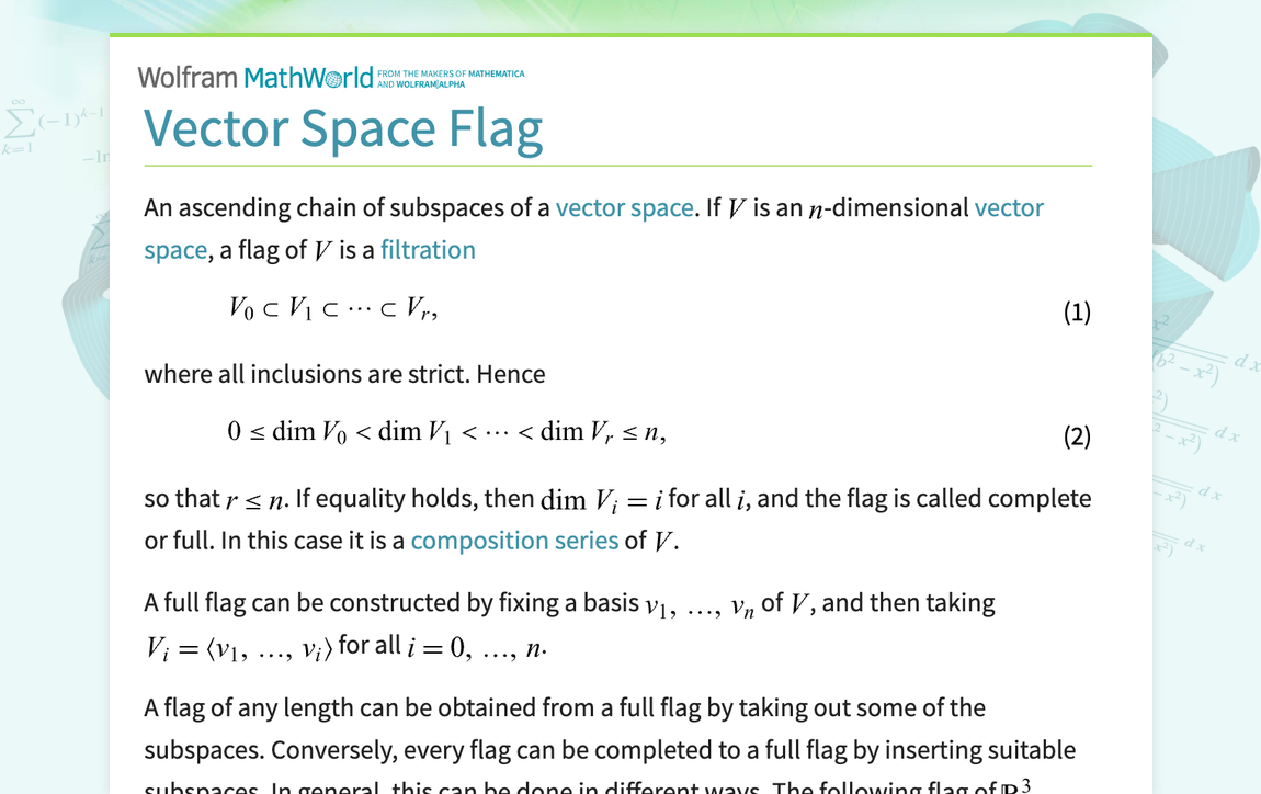 Vector Space Flag -- from Wolfram MathWorld