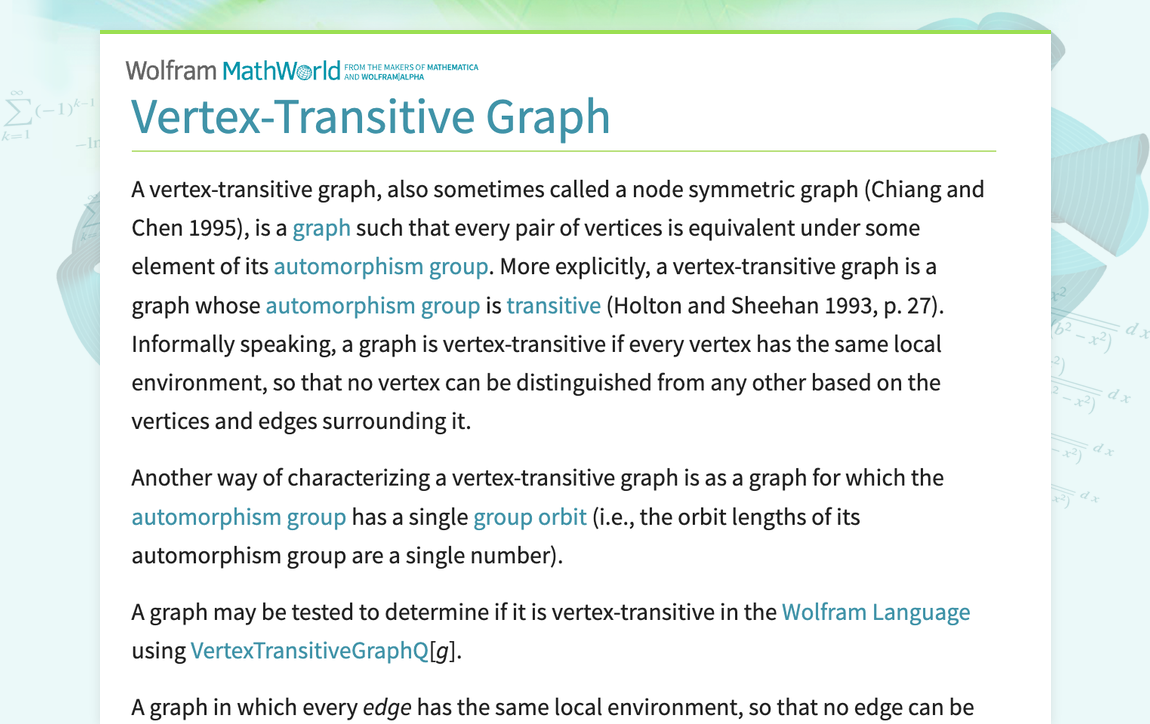 Vertex-Transitive Graph -- from Wolfram MathWorld