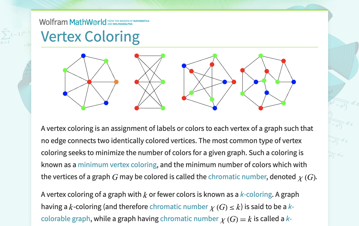 Vertex Coloring -- from Wolfram MathWorld