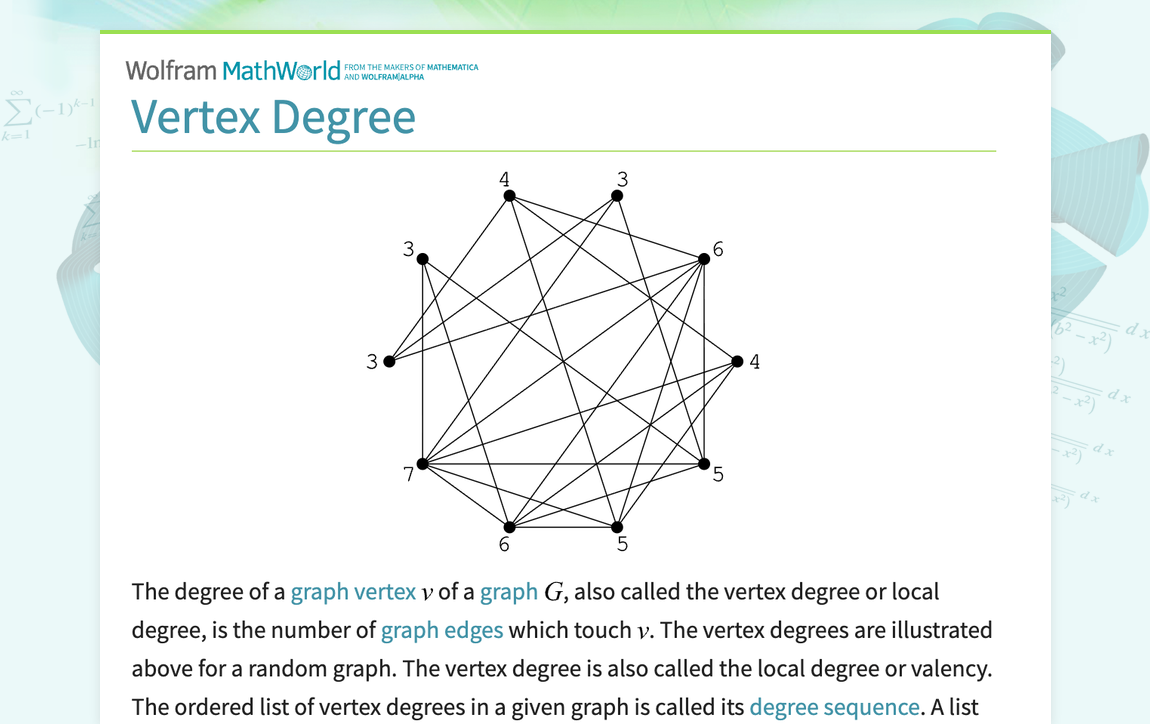 Vertex Degree -- from Wolfram MathWorld