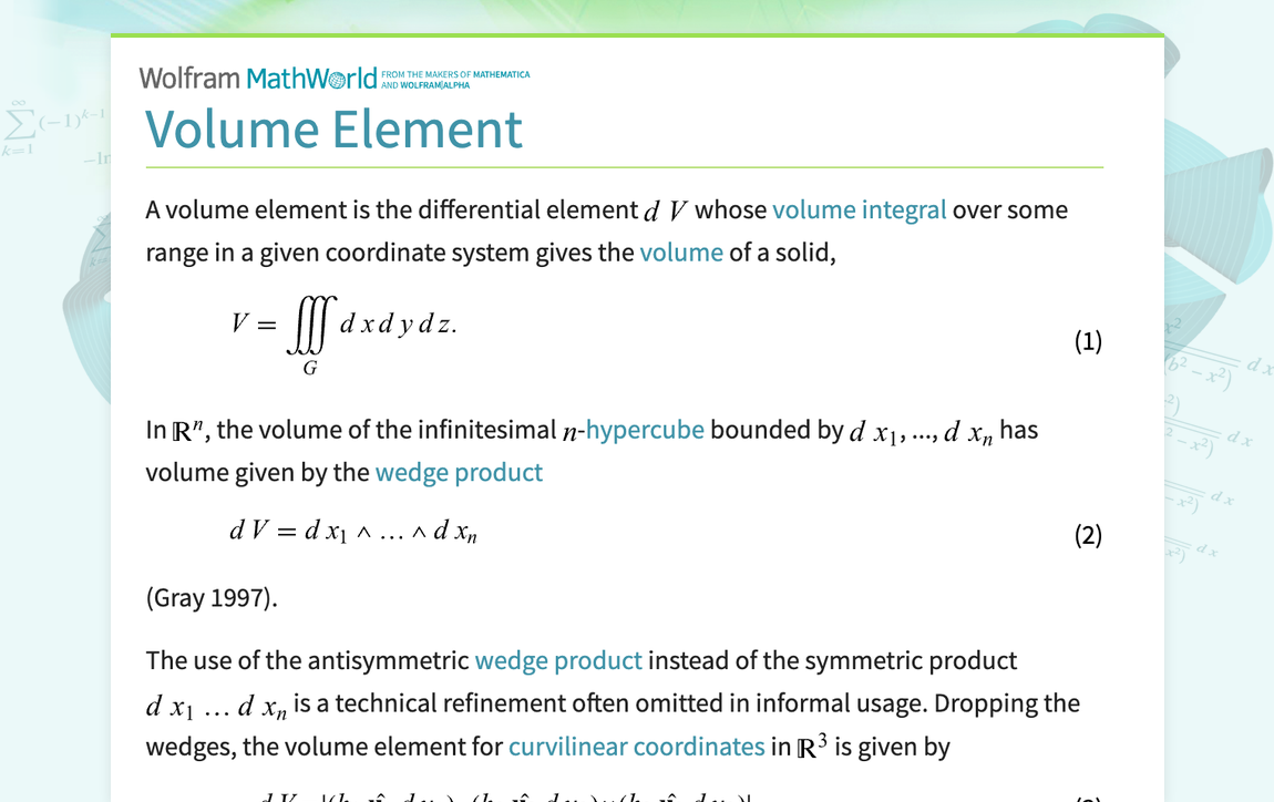 Volume Element -- from Wolfram MathWorld