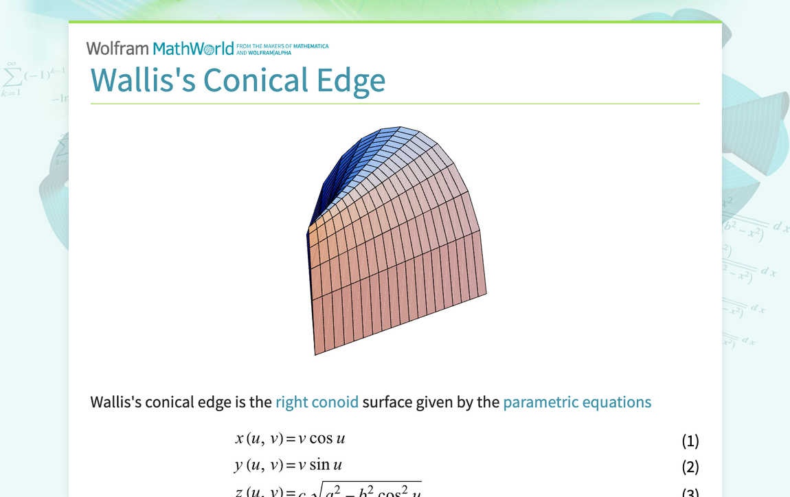 Wallis's Conical Edge -- from Wolfram MathWorld