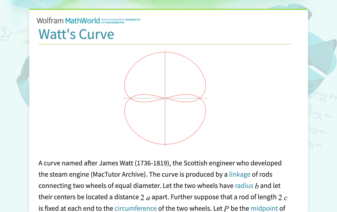 Watt's Curve -- from Wolfram MathWorld
