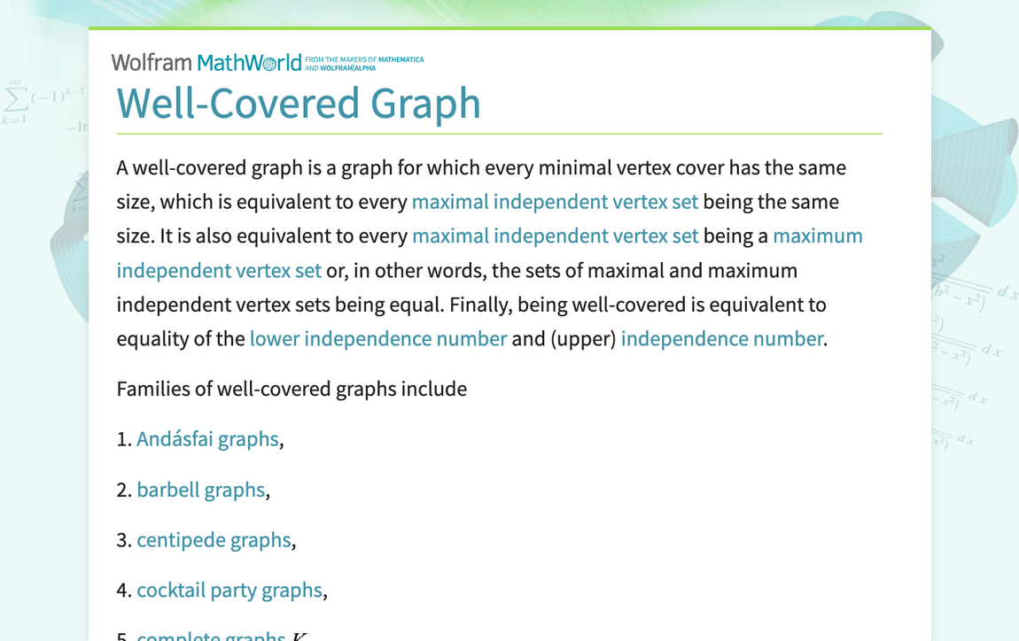 Well-Covered Graph -- from Wolfram MathWorld
