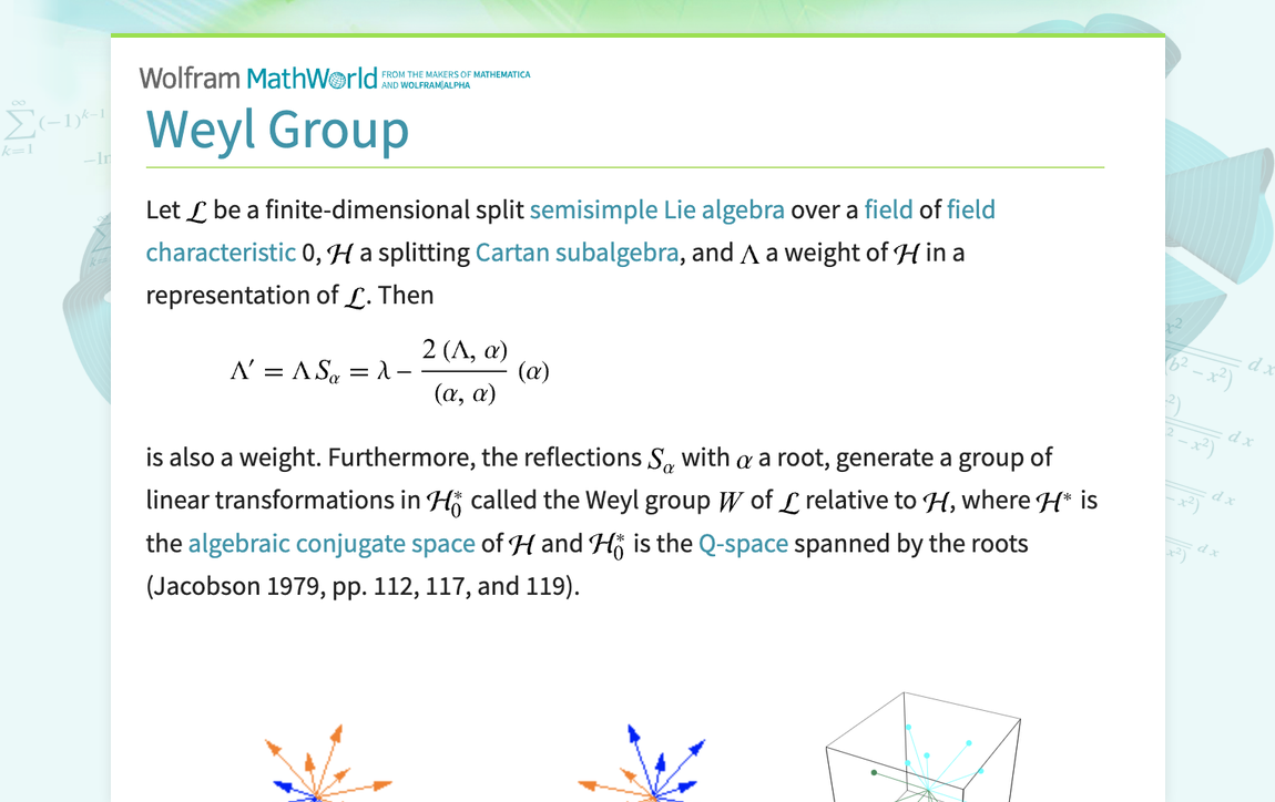 Weyl Group -- from Wolfram MathWorld