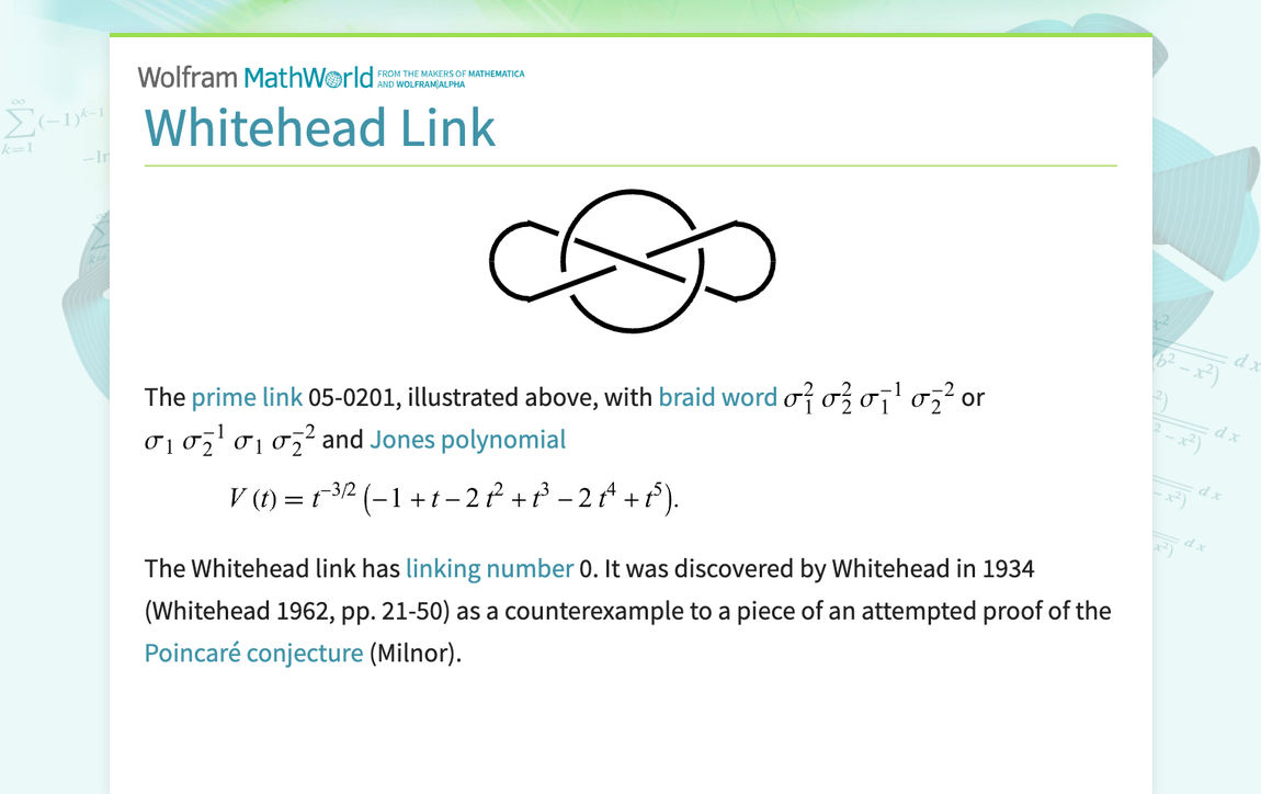 Whitehead Link -- from Wolfram MathWorld
