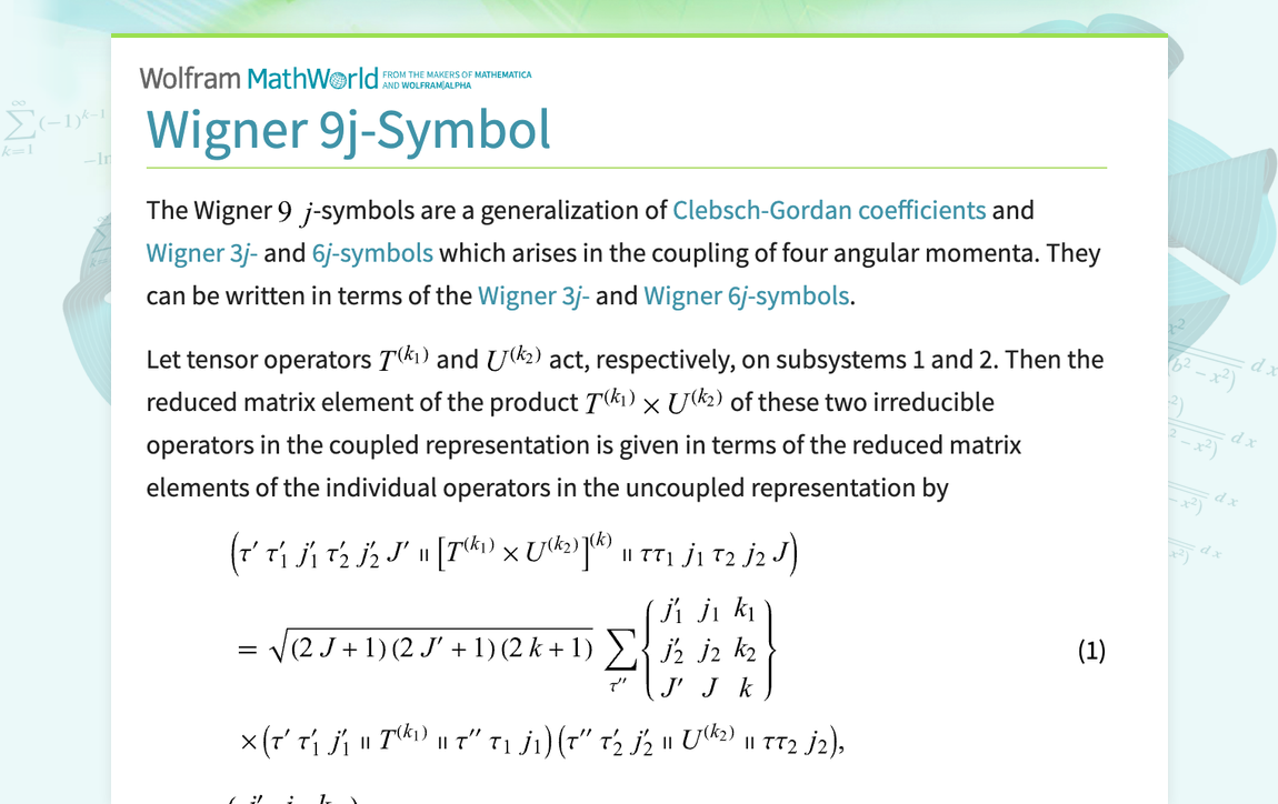 Wigner 9j-Symbol -- from Wolfram MathWorld