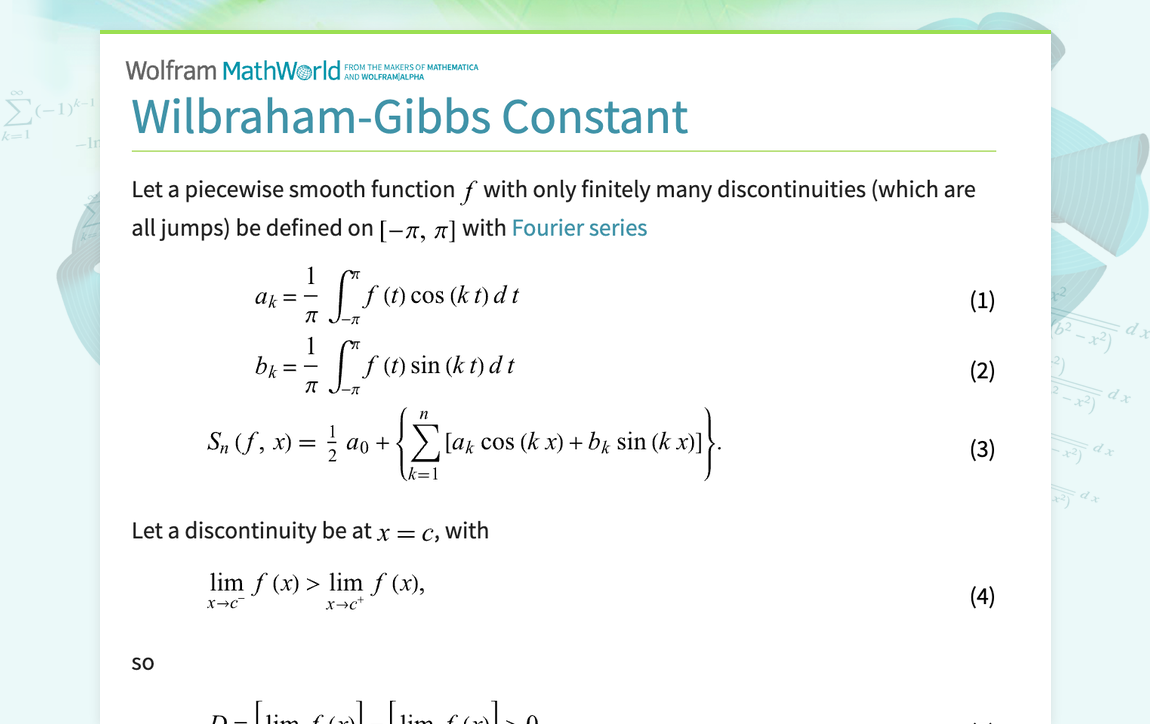 Wilbraham-Gibbs Constant -- from Wolfram MathWorld