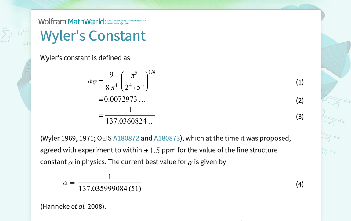 Wyler's Constant -- from Wolfram MathWorld