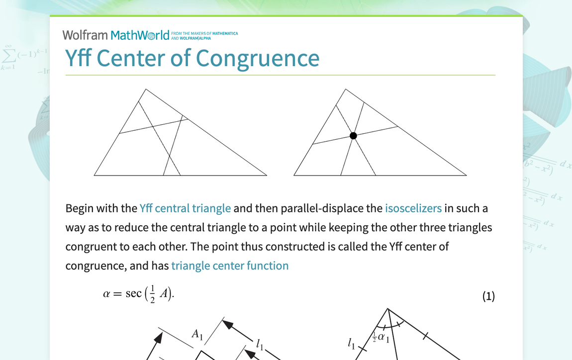 Yff Center of Congruence -- from Wolfram MathWorld
