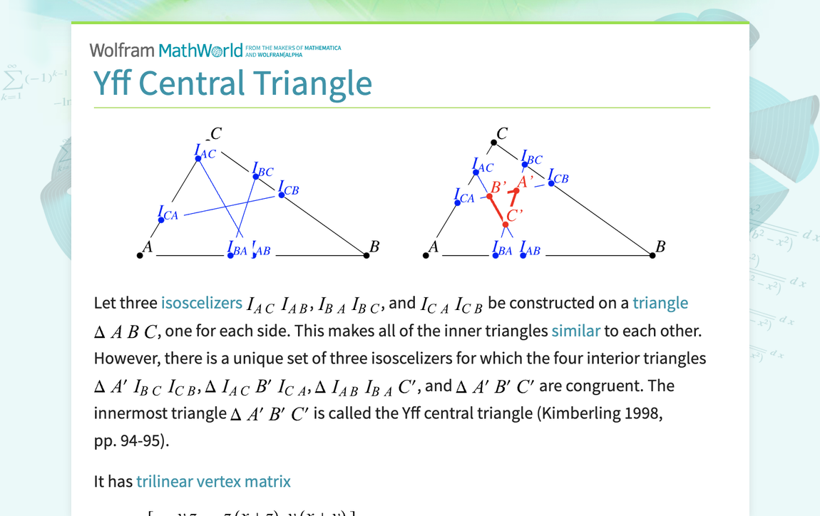Yff Central Triangle -- from Wolfram MathWorld