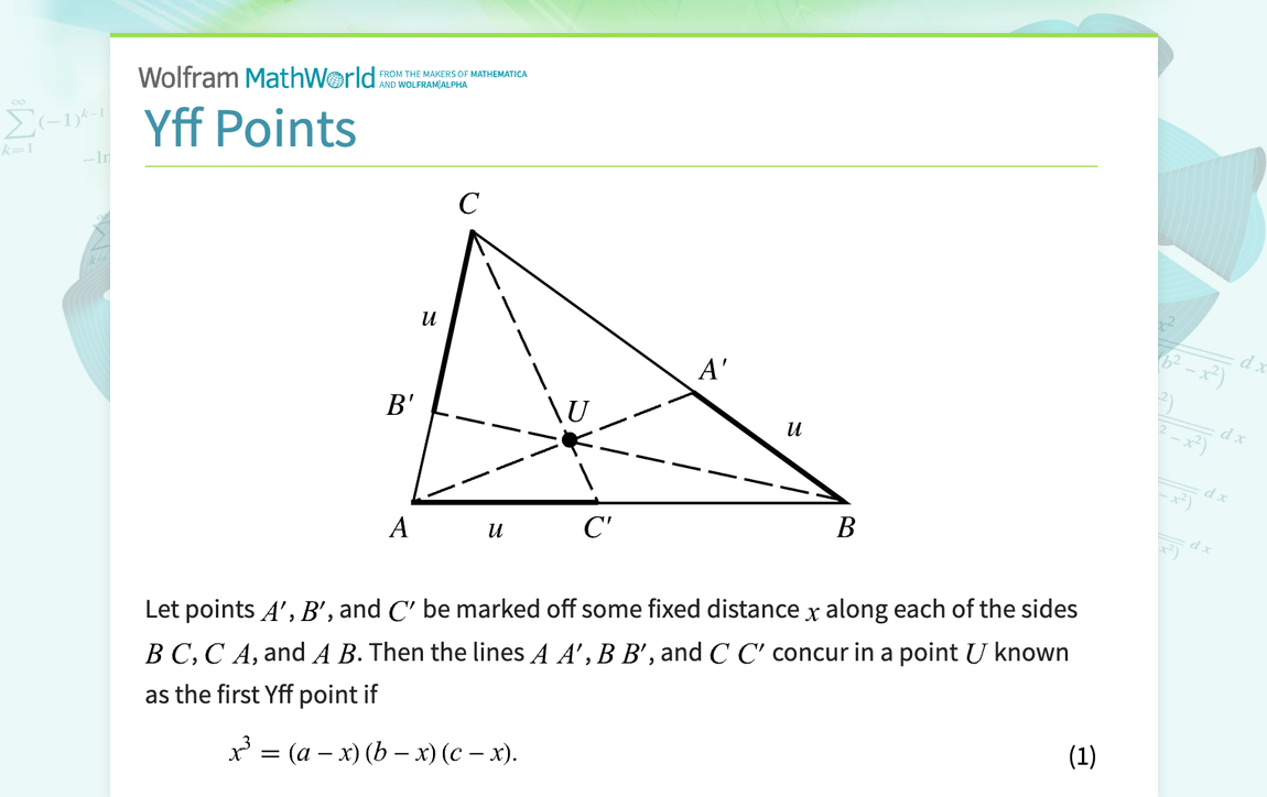 Yff Points -- from Wolfram MathWorld