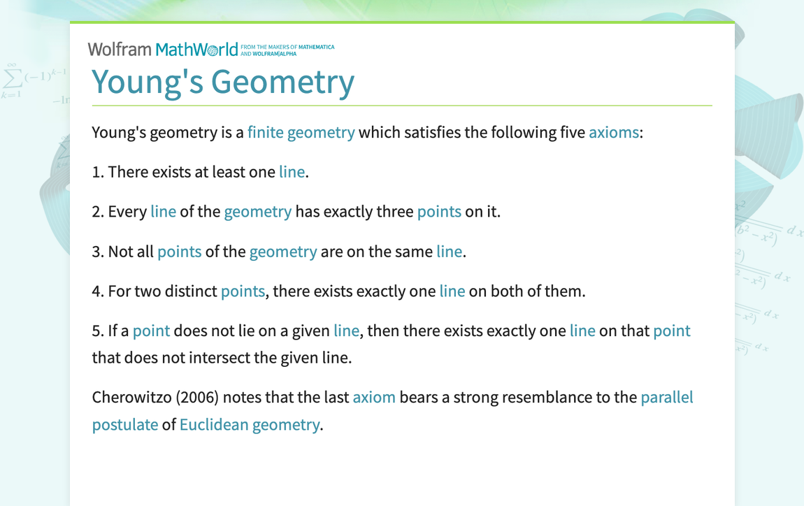 Young's Geometry -- from Wolfram MathWorld