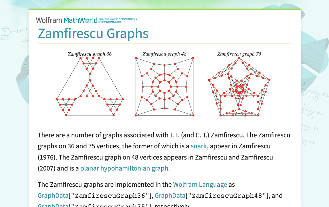 Zamfirescu Graphs -- from Wolfram MathWorld