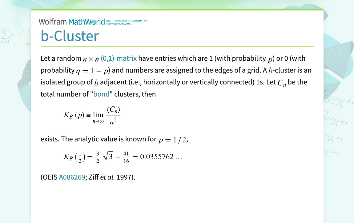 b-Cluster -- from Wolfram MathWorld