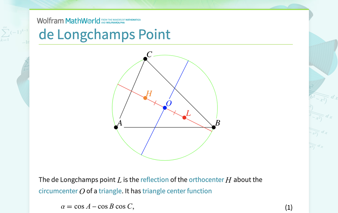 de Longchamps Point -- from Wolfram MathWorld