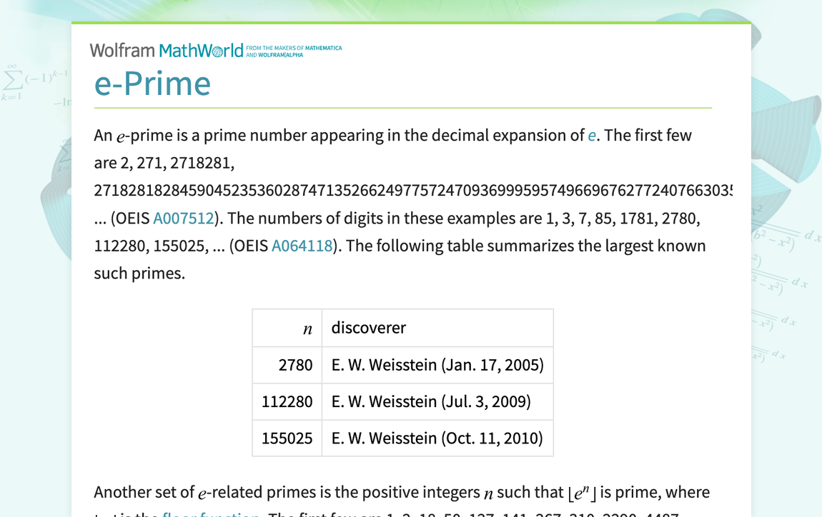 e-Prime -- from Wolfram MathWorld
