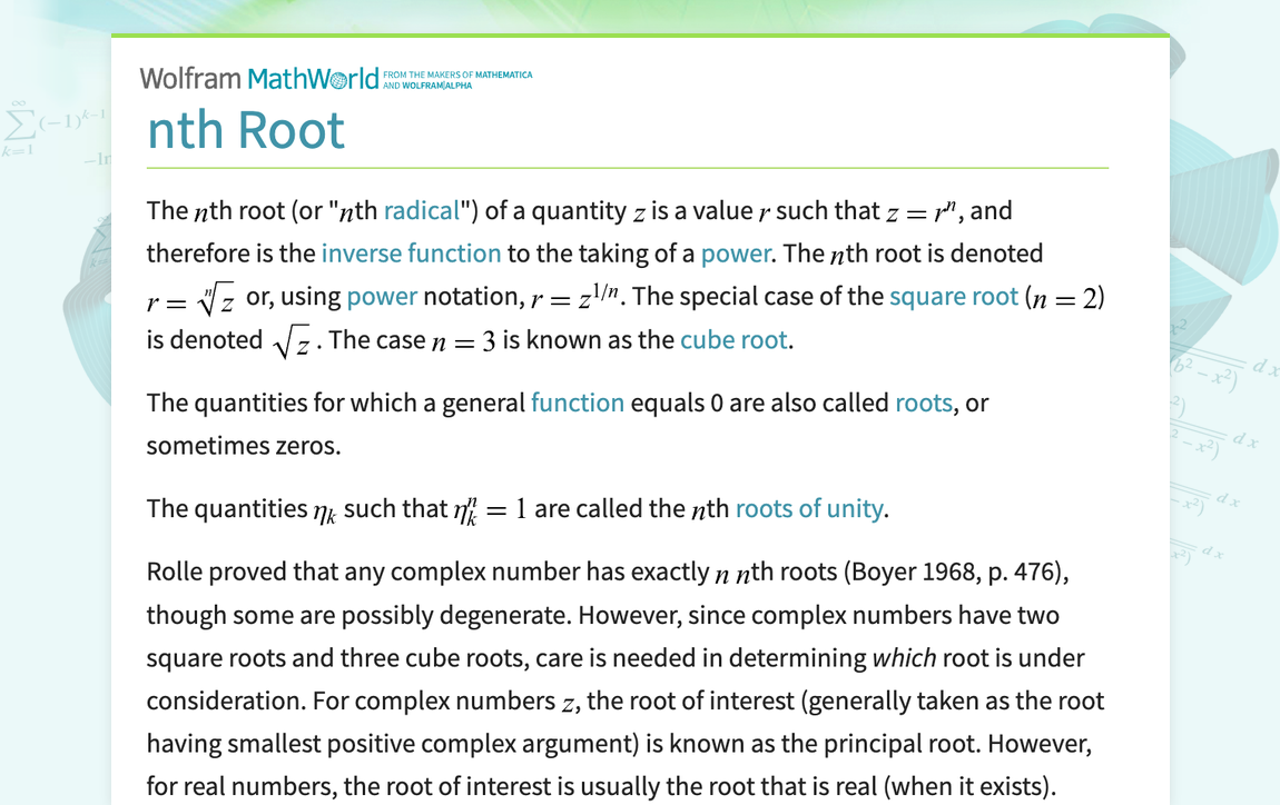 nth Root -- from Wolfram MathWorld