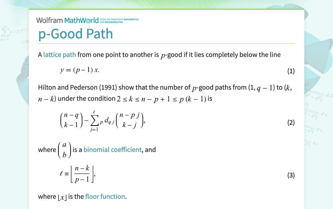 p-Good Path -- from Wolfram MathWorld