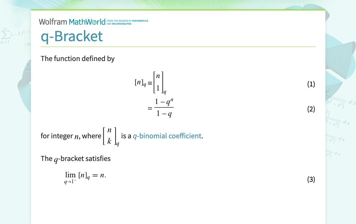 q-Bracket -- from Wolfram MathWorld