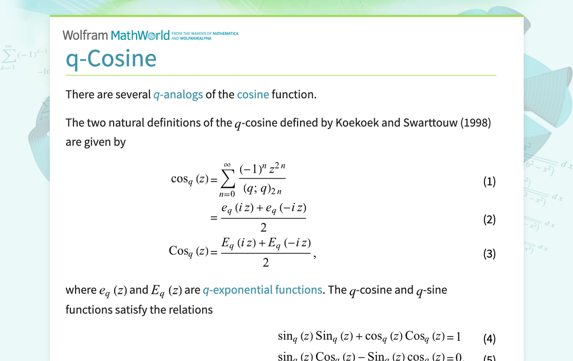 q-Cosine -- from Wolfram MathWorld