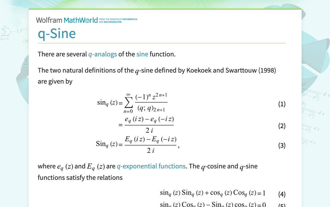 Q Sine From Wolfram Mathworld